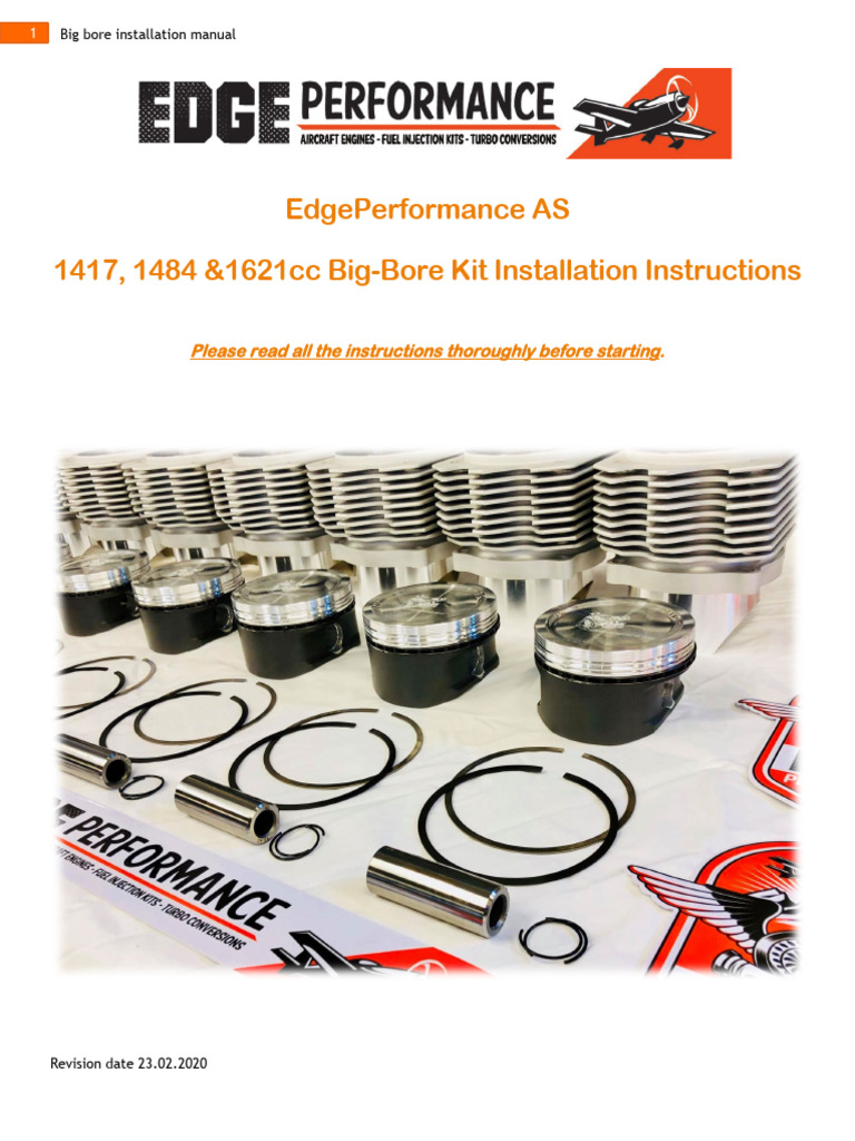 EP Big Bore Installation Instruction Rev4 | PDF | Piston | Cylinder ...