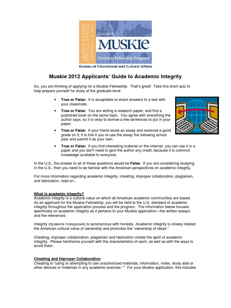 Academic Integrity Handout 2012 | PDF | Academic Integrity | Plagiarism