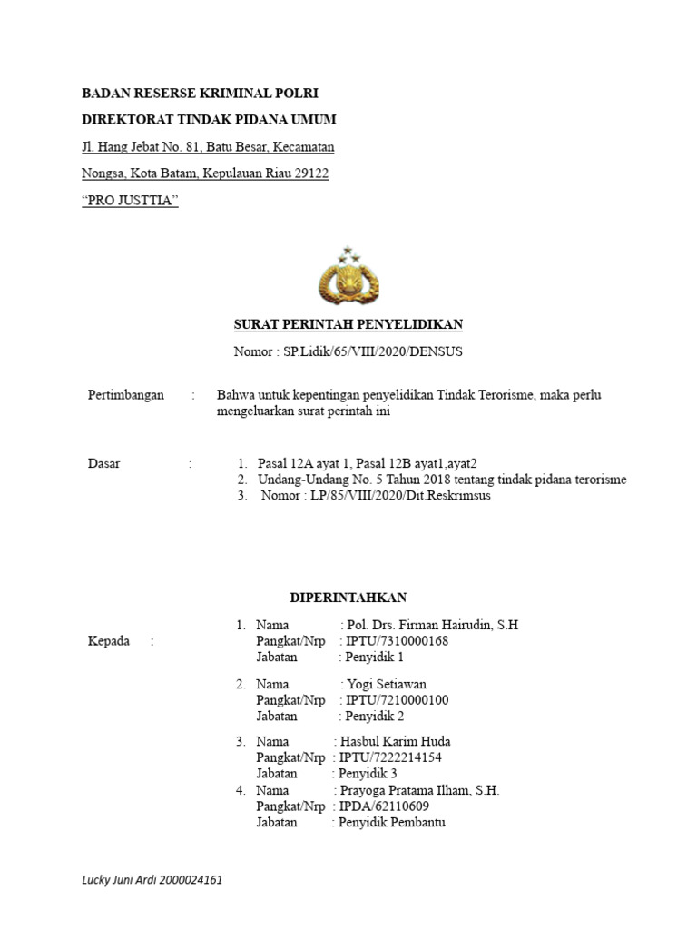 16.surat Perintah Penyelidikan (Fix) | PDF