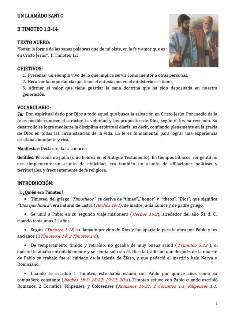 Leccion 24- Un llamado santo | PDF | Pablo el apóstol | Fe