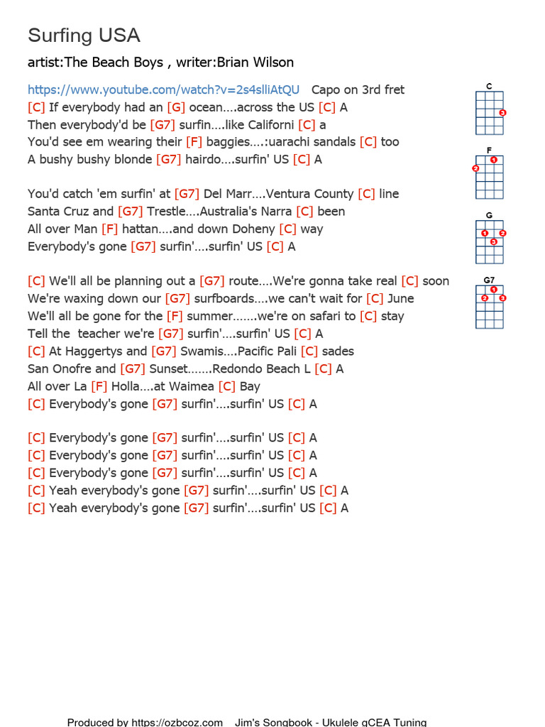 Surfing USA - Ukulele | PDF