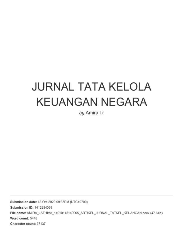 Jurnal Tata Kelola Keuangan Negara | PDF