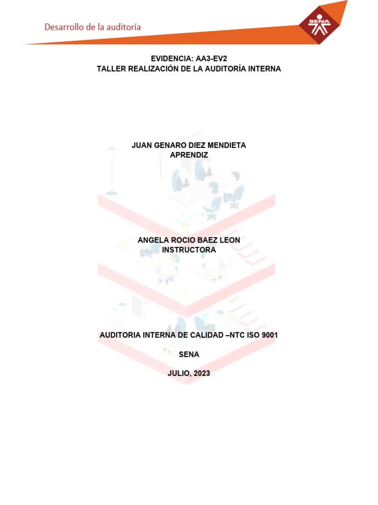Formato Evidencia AA3 Ev2 Taller | PDF | Auditoría