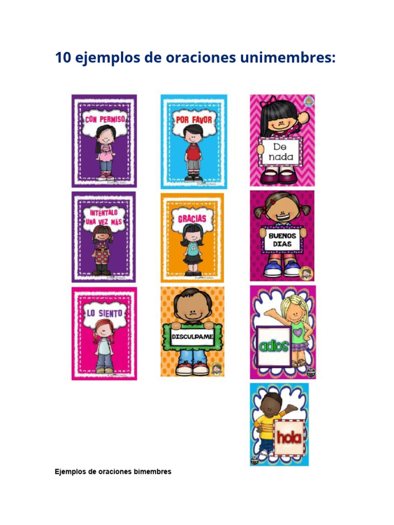 10 ejemplos de oraciones unimembres | PDF