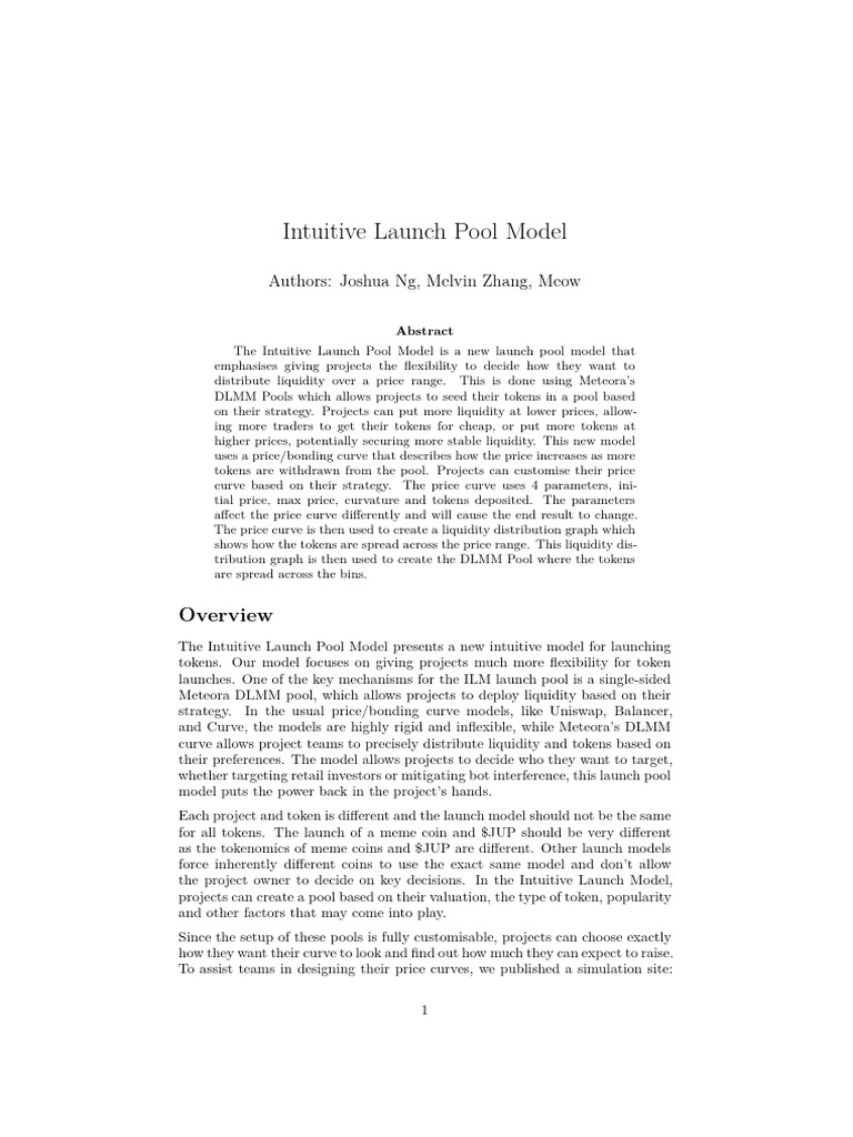 Intuitive Launch Pool Model Guide | PDF | Market Liquidity | Curvature
