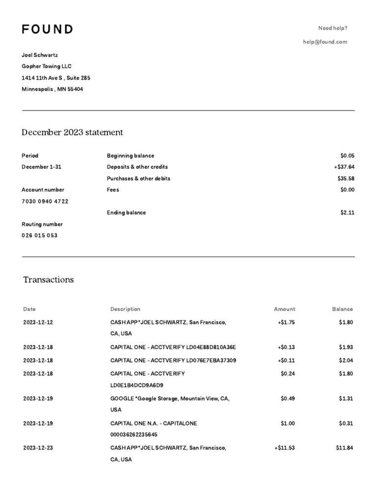 Bank Statement 12 2023 | PDF | Capital One | Cash