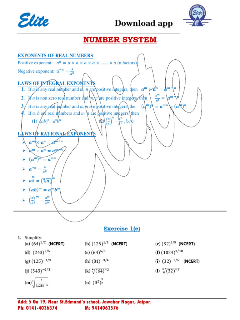 Number Systems - 5-E | PDF | Exponentiation | Mathematical Notation