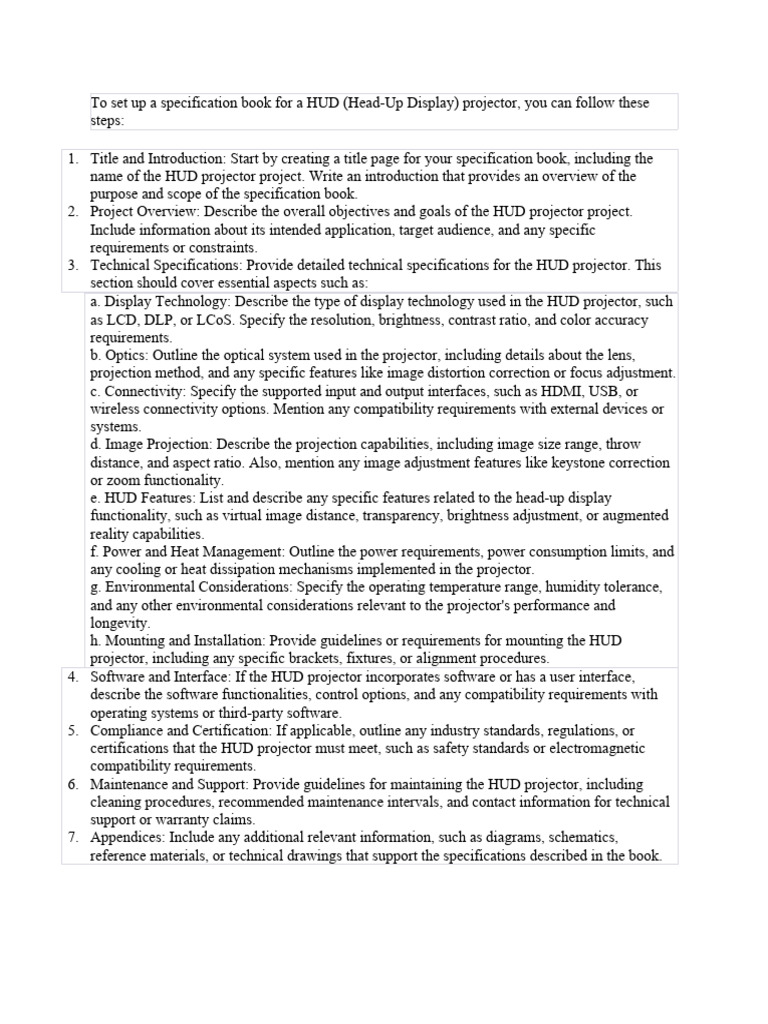 To Set Up A Specification Book For A HUD | PDF | Computing | Computer ...