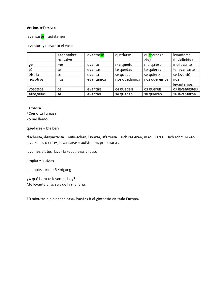Verbos Reflexivos - Andreas - Sanja | PDF