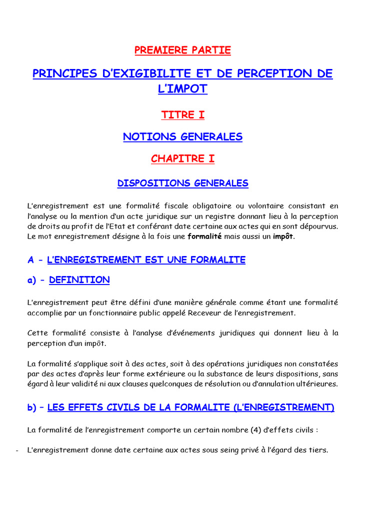 Exigibilité et Perception de l'Impôt | PDF | Impôts | Économie