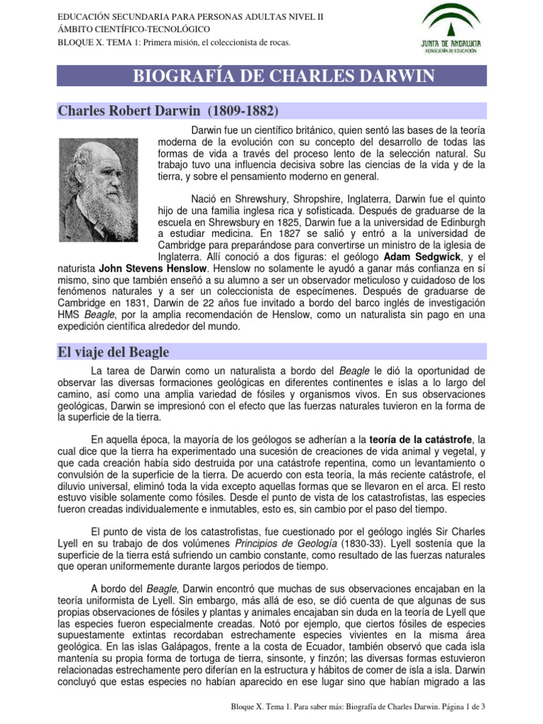 Biografia de Charles Darwin | PDF | Charles Darwin