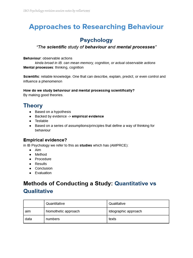 Research Methods by Rolla#2995 | PDF | Psychology | Cognition