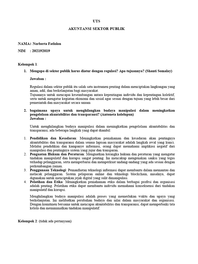 Uts Akuntansi Sektor Publik | PDF