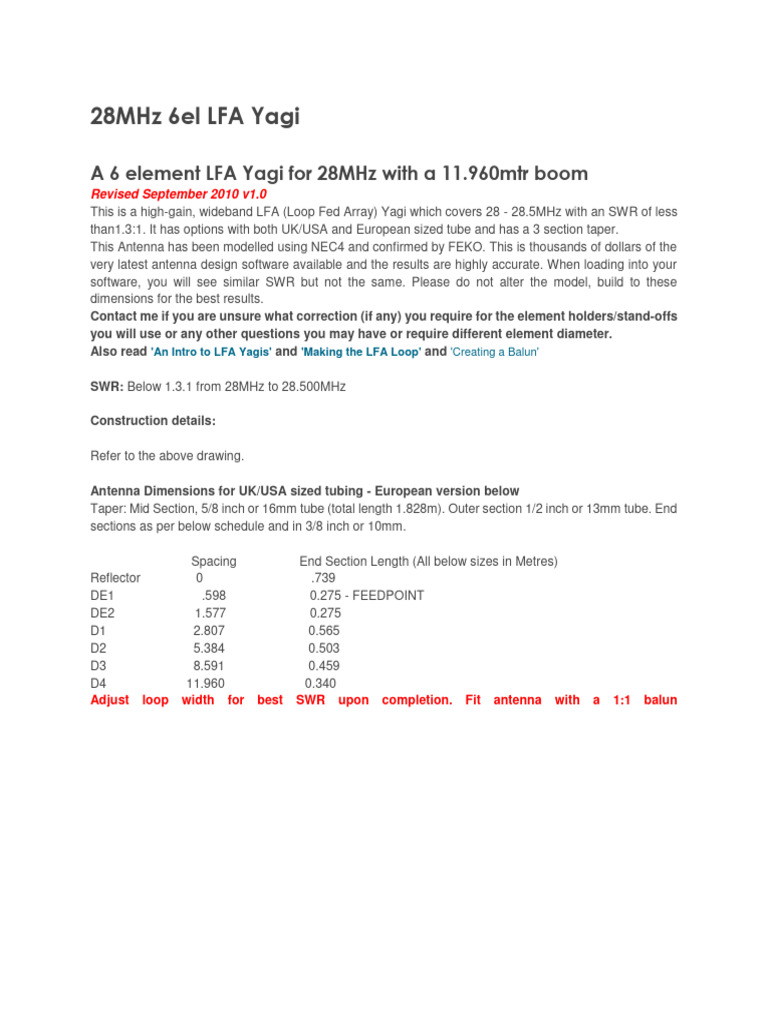 28MHz 6el LFA Yagi | PDF