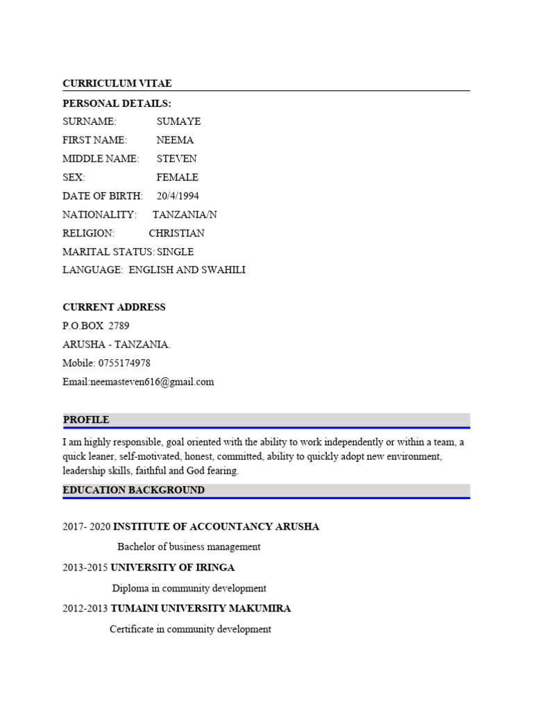 Ney New CV | PDF | Profession