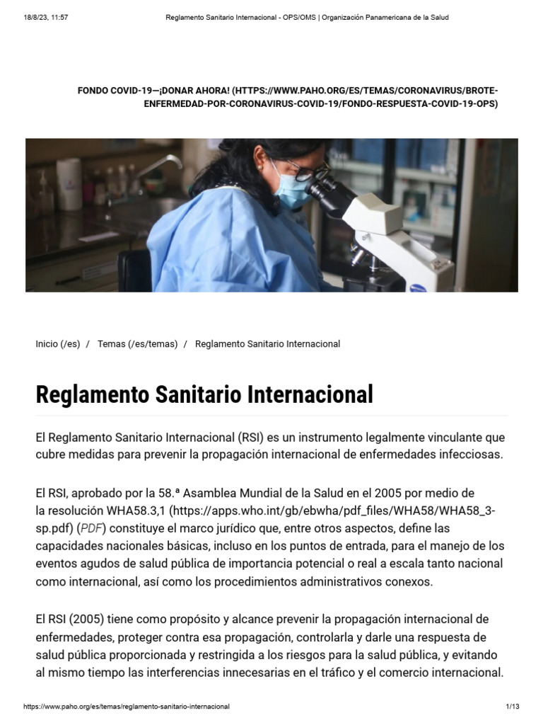 Descripción -Reglamento Sanitario Internacional - OPS_OMS | PDF ...