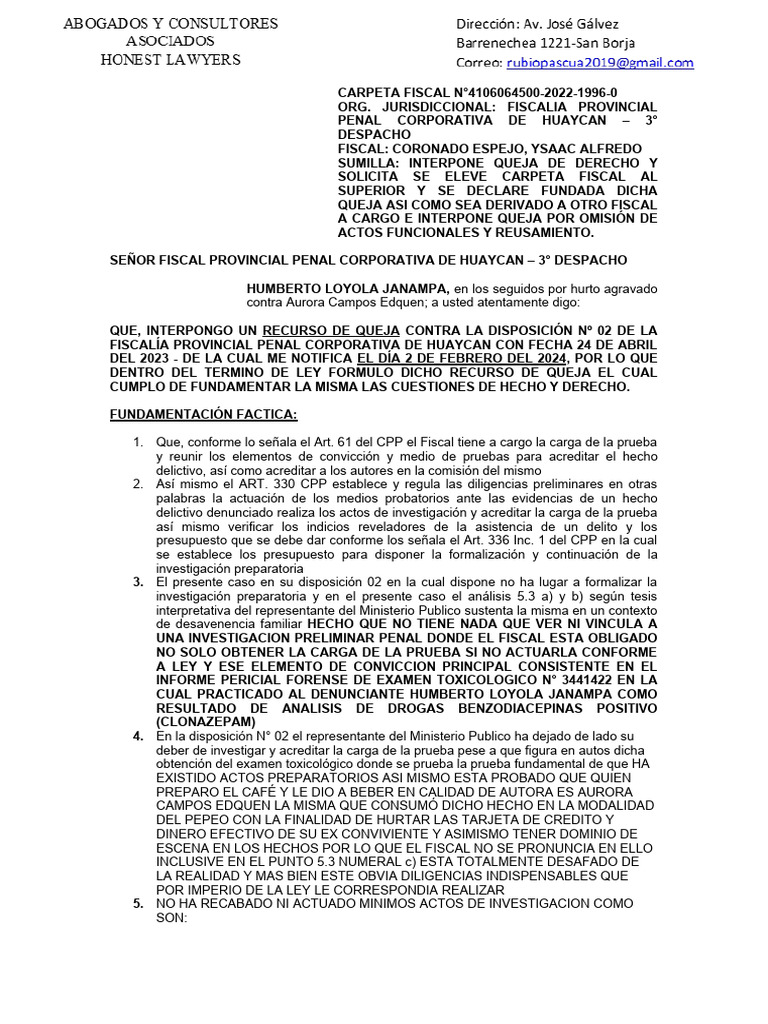 Modelo Queja Contra Disposicion Fiscal de Archivo LPDerecho | PDF | Fiscal | Ley Pública