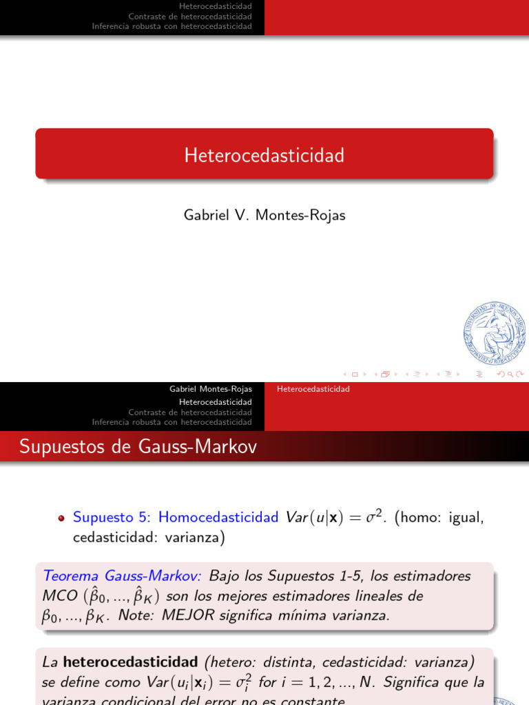 Heterocedasticidad y Supuestos de Gauss-Markov | PDF | Razonamiento ...