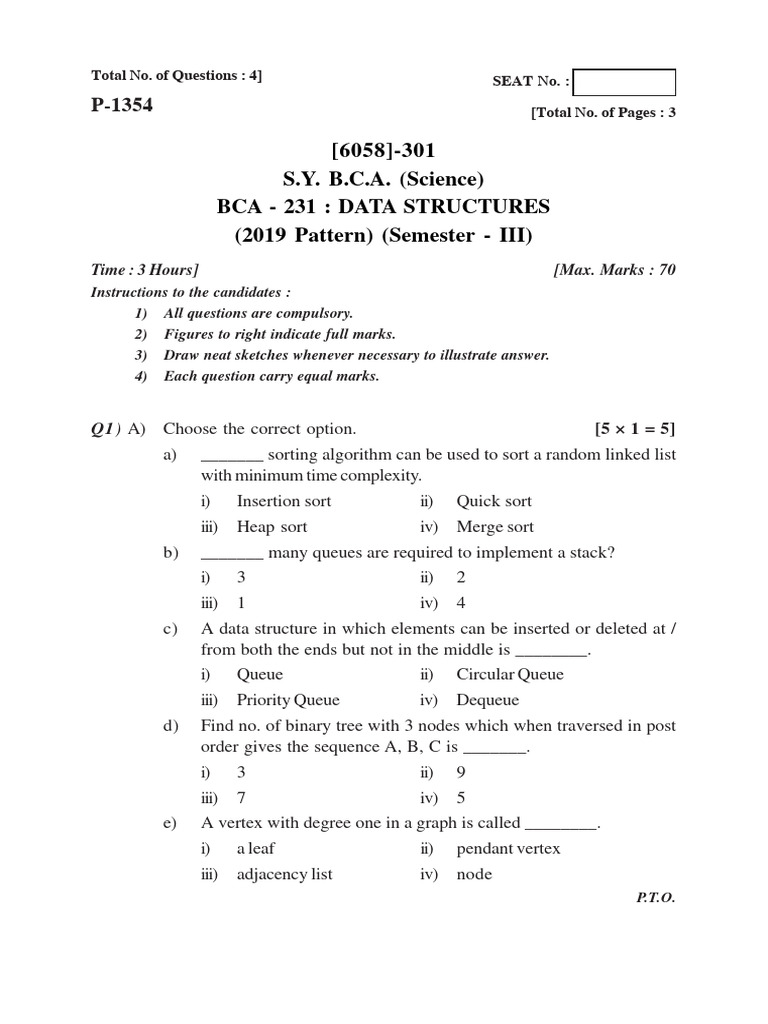 BCA Data Structures Exam | PDF | Internet Protocols | Network Protocols