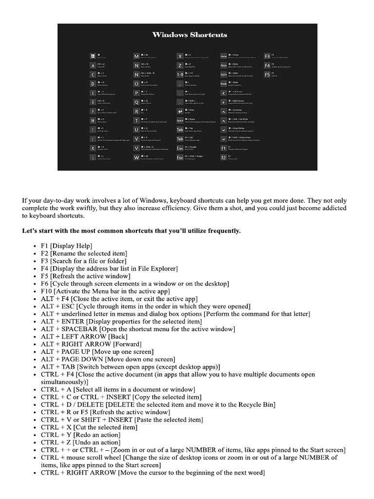 Windows Shortcuts | PDF
