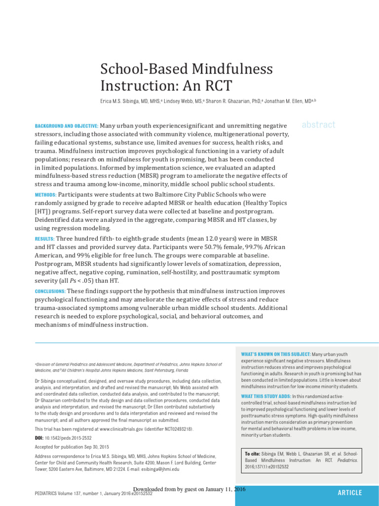 sibinga2015 | PDF | Mindfulness | Data Analysis