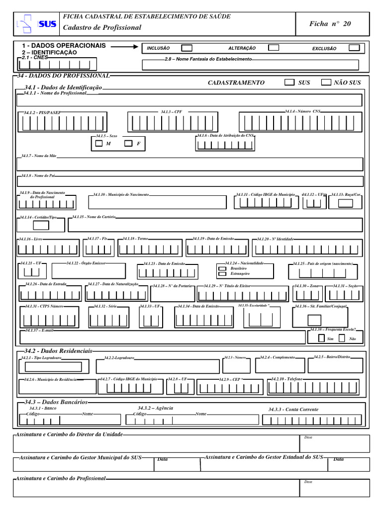 Ficha Cnes 1 | PDF | Brasil
