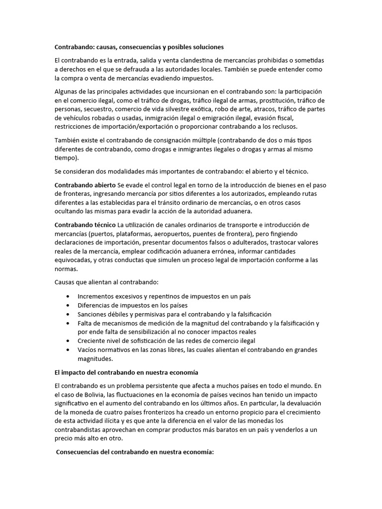 Consecuencias Del Contrabando | PDF | Contrabando | Economias