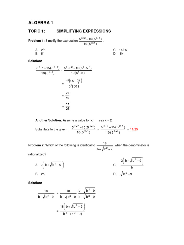 Algebra (Part 1) | PDF | Polynomial | Quadratic Equation