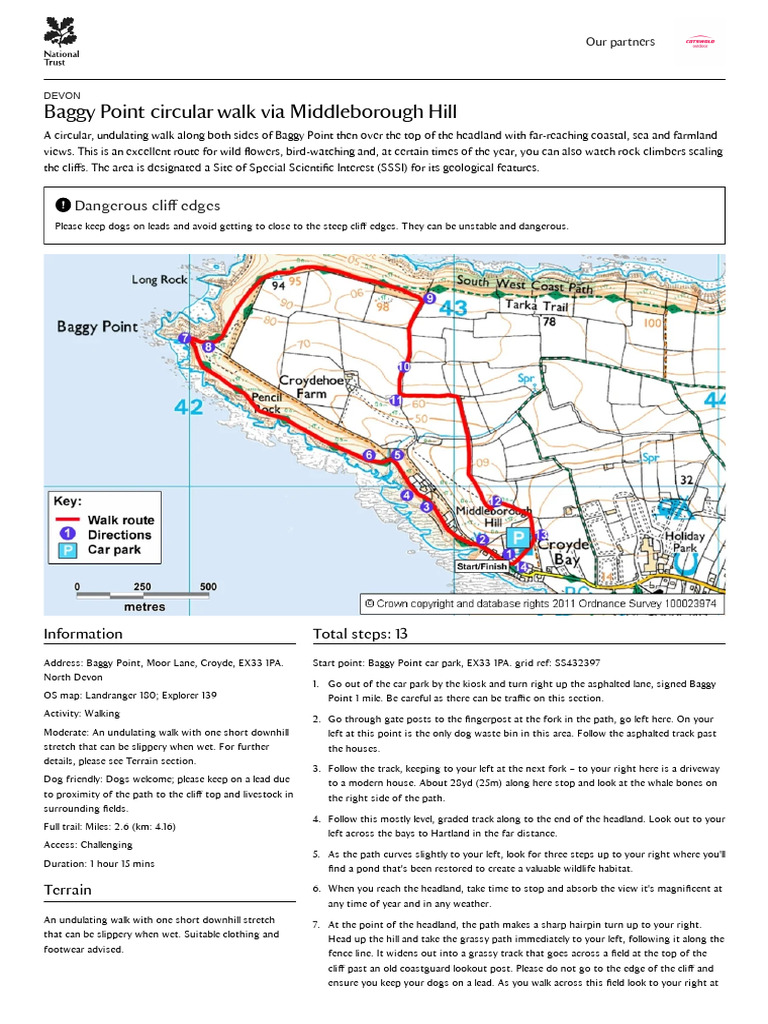 Baggy Point Circular Walk Via Middleborough Hill Walking | PDF
