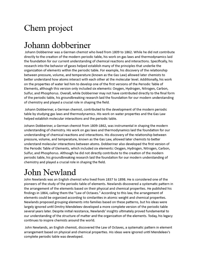 Chem Project | Download Free PDF | Periodic Table | Chemical Elements