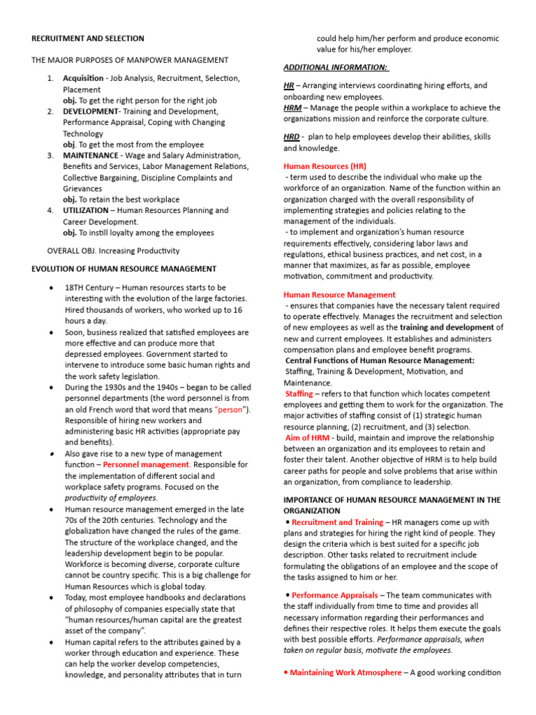 Recruitment and Selection | PDF | Human Resource Management | Human ...