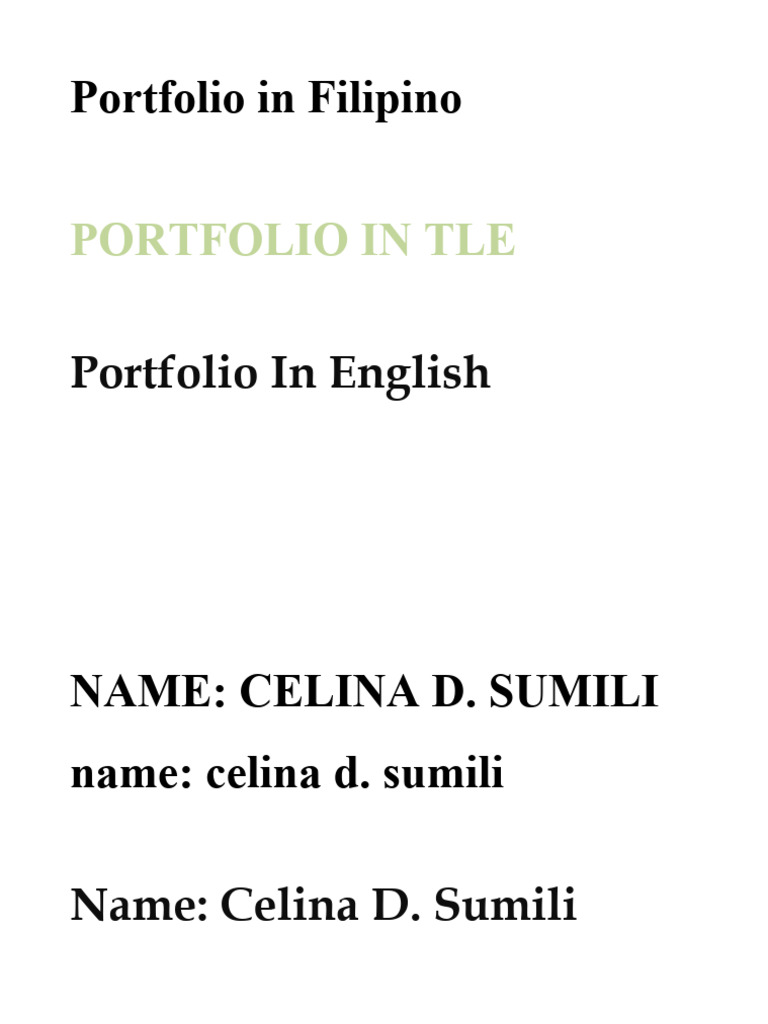 Portfolio in Filipino | PDF