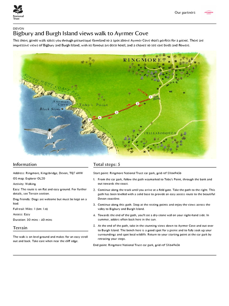 Ringmore Bigbury Burgh Island Views Short Walk Ayrmer Cove Walking | PDF