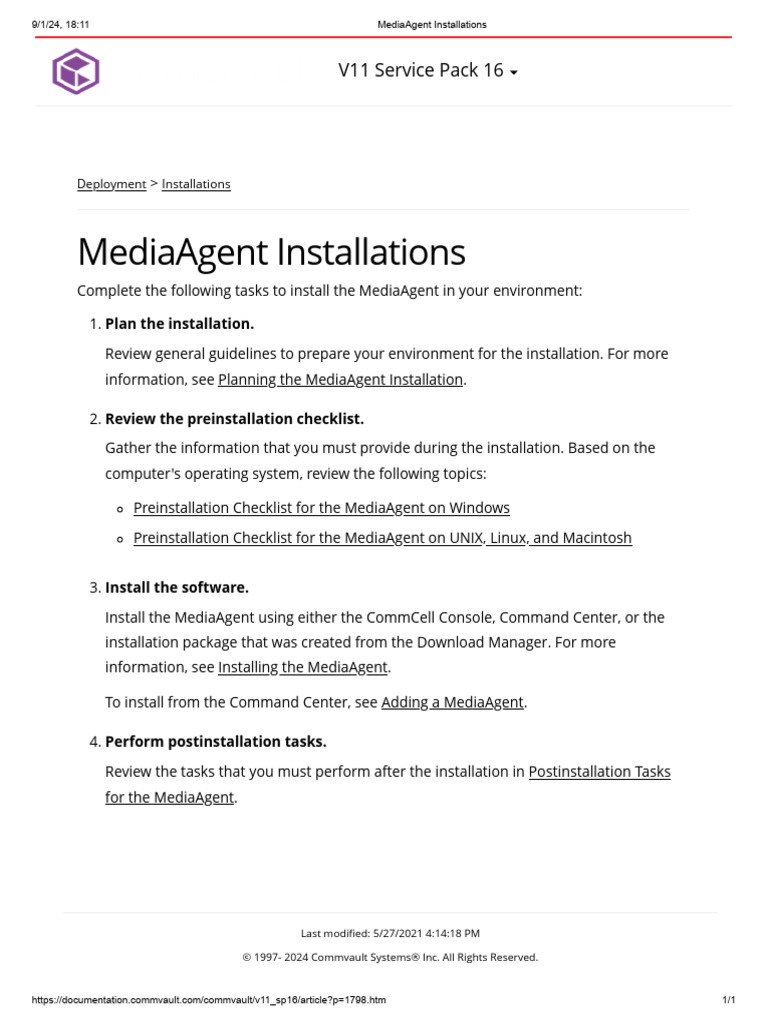 Install Media Agent | PDF | Installation (Computer Programs) | Operating System