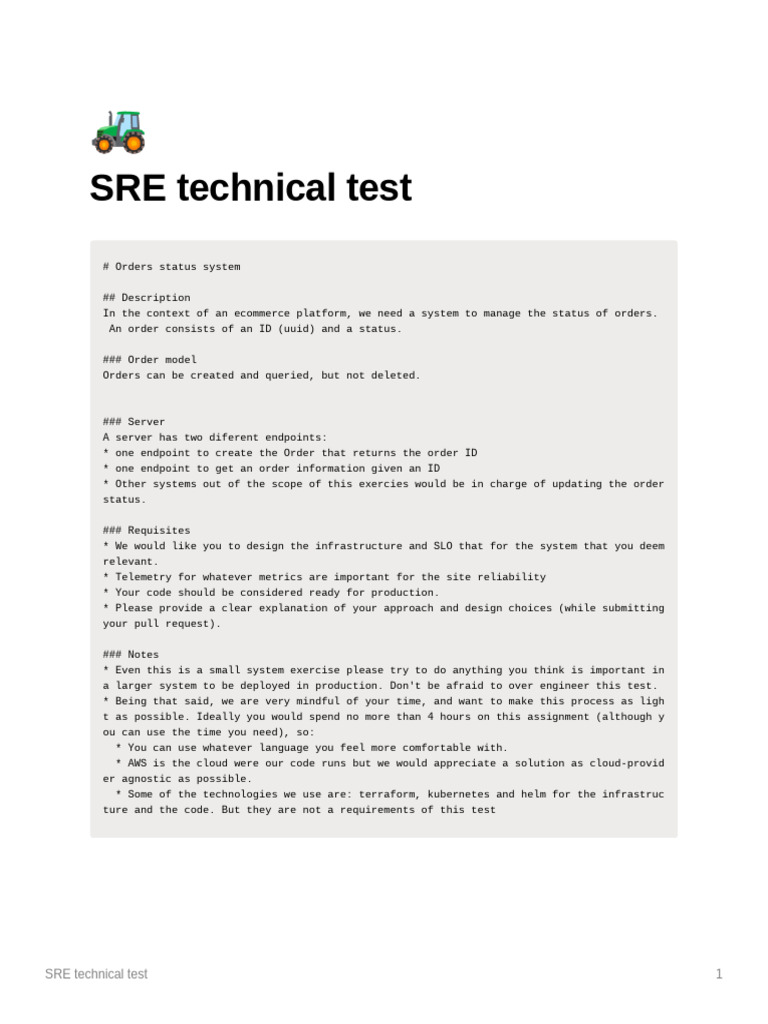 SRE Technical Test | PDF | Business | Computers