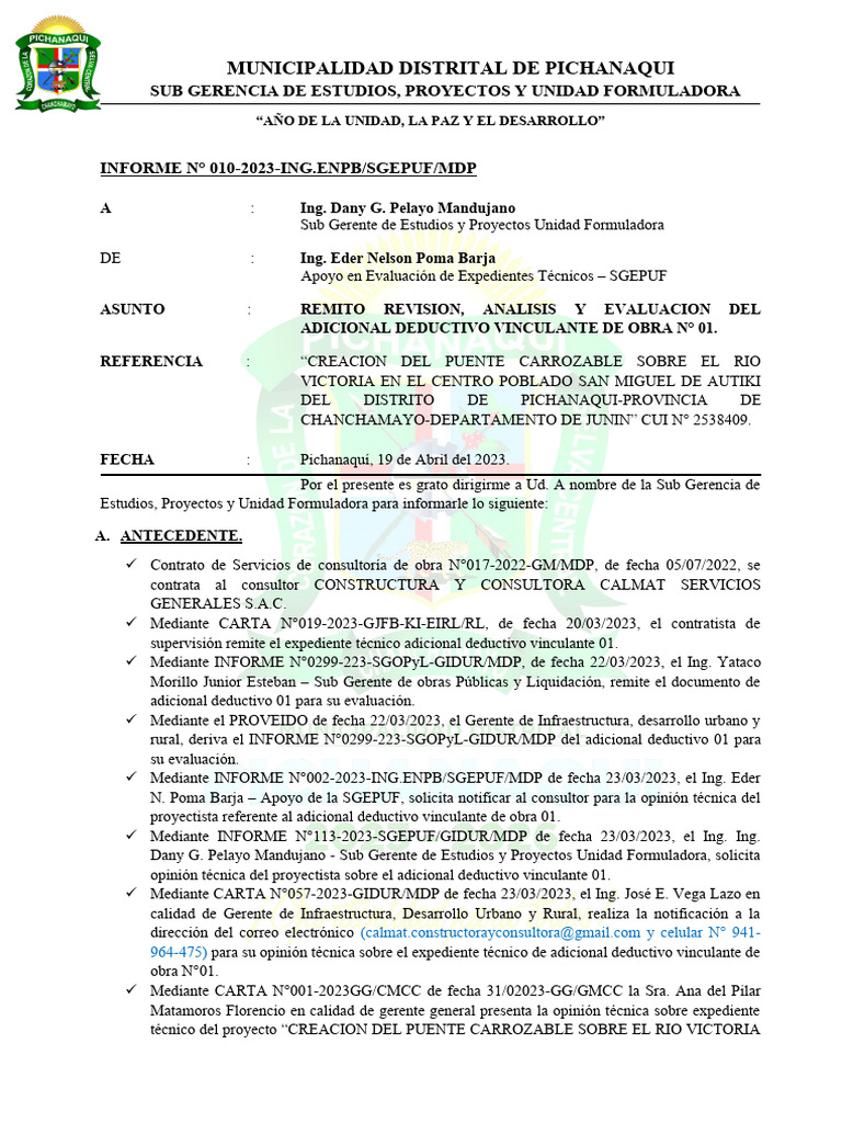 Revisión de Adicional Deductivo de Obra | PDF | Presupuesto