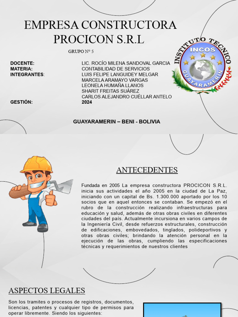 Diapositiva Empresas Constructoras | PDF | Hoja de balance | Contabilidad