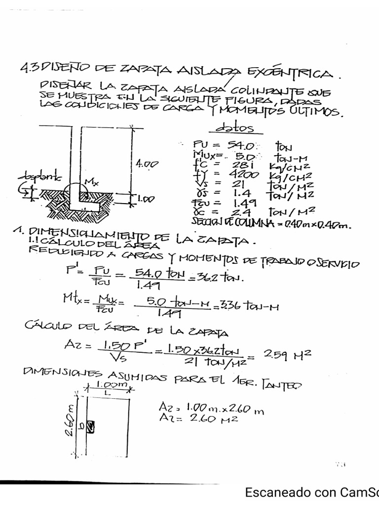 Diseño de Una Zapata Excentrica | PDF