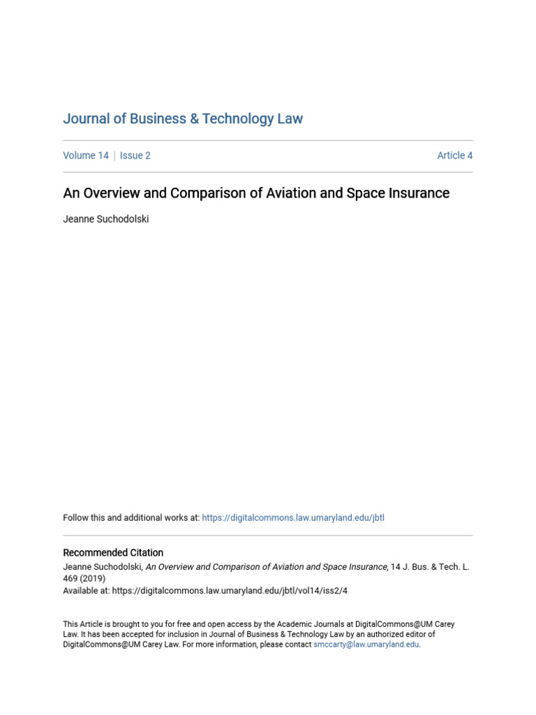 An Overview and Comparison of Aviation and Space Insurance | PDF ...