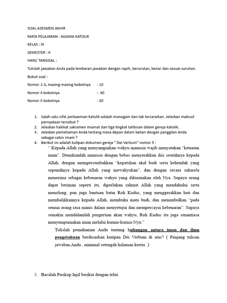 Soal Asesmen Kls Ix-2023 | PDF