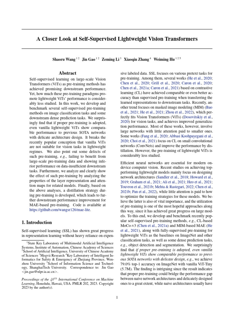A Closer Look at Self-Supervised Lightweight Vision Transformers | PDF | Attention | Cognitive ...