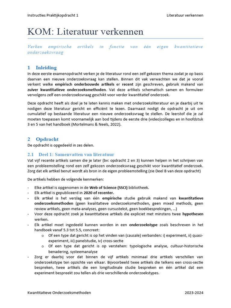 1 Instructies Literatuur Verkennen | PDF