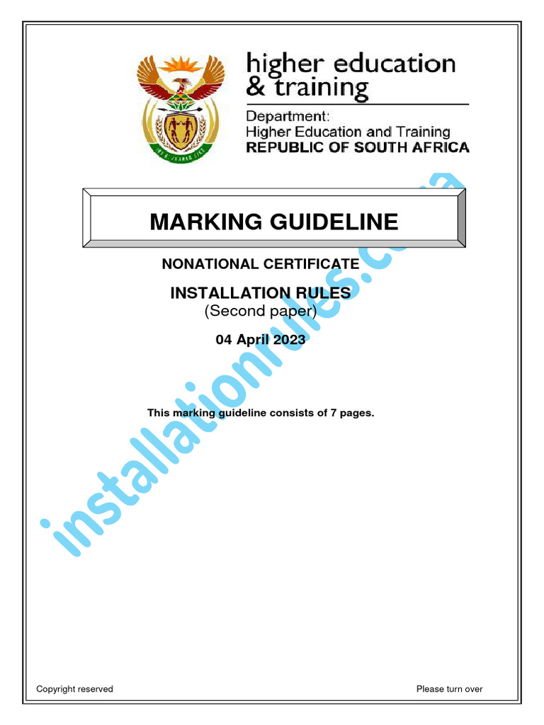 Installation Rules Paper 2 April 2023 Memorandum | PDF | Components ...