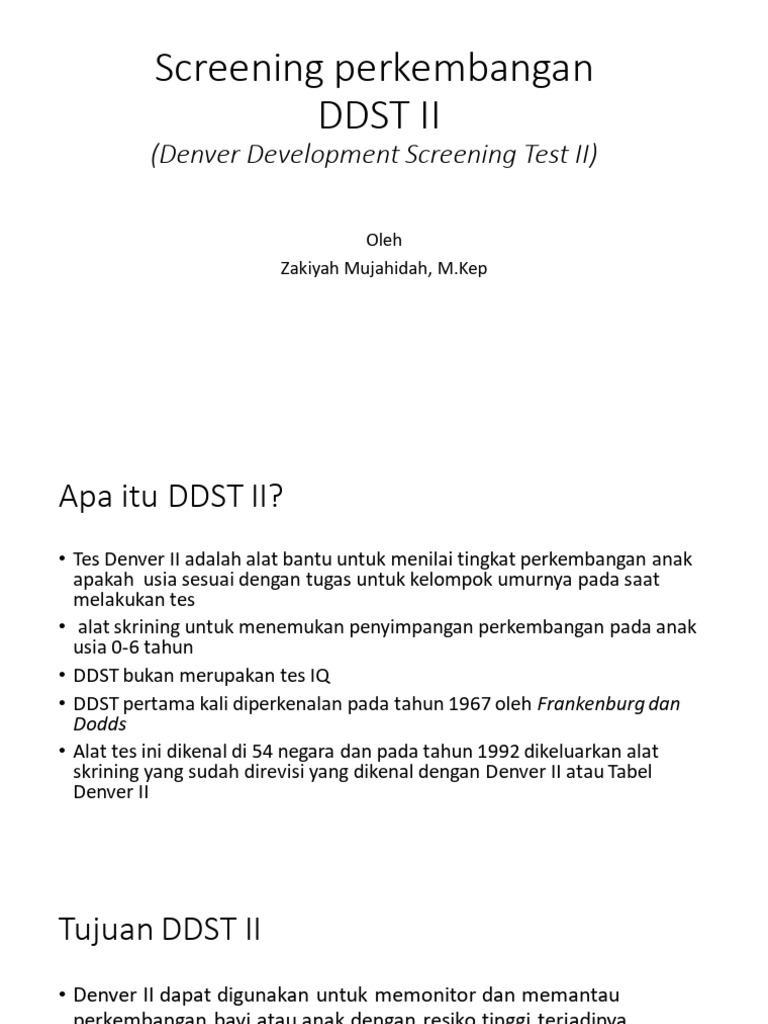 Screening Perkembangan Ddst Ii Autosaved Pdf