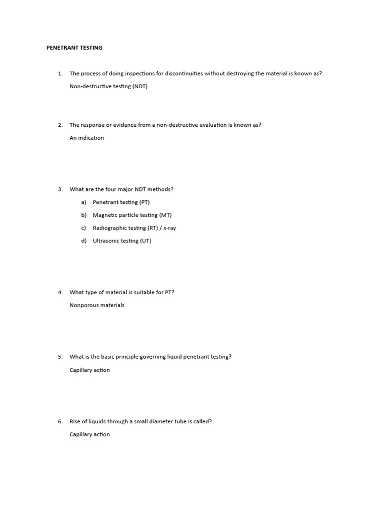 NDT viva questions and answers PT1 | PDF