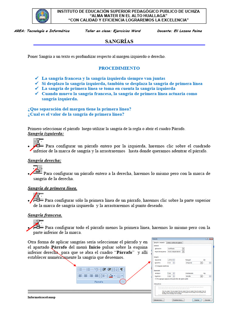 Word Ejercicios Sangrias | PDF | Informática | Programación de computadoras