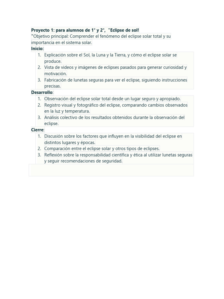 proyectos para el eclipse | PDF | Eclipse solar | Eclipse