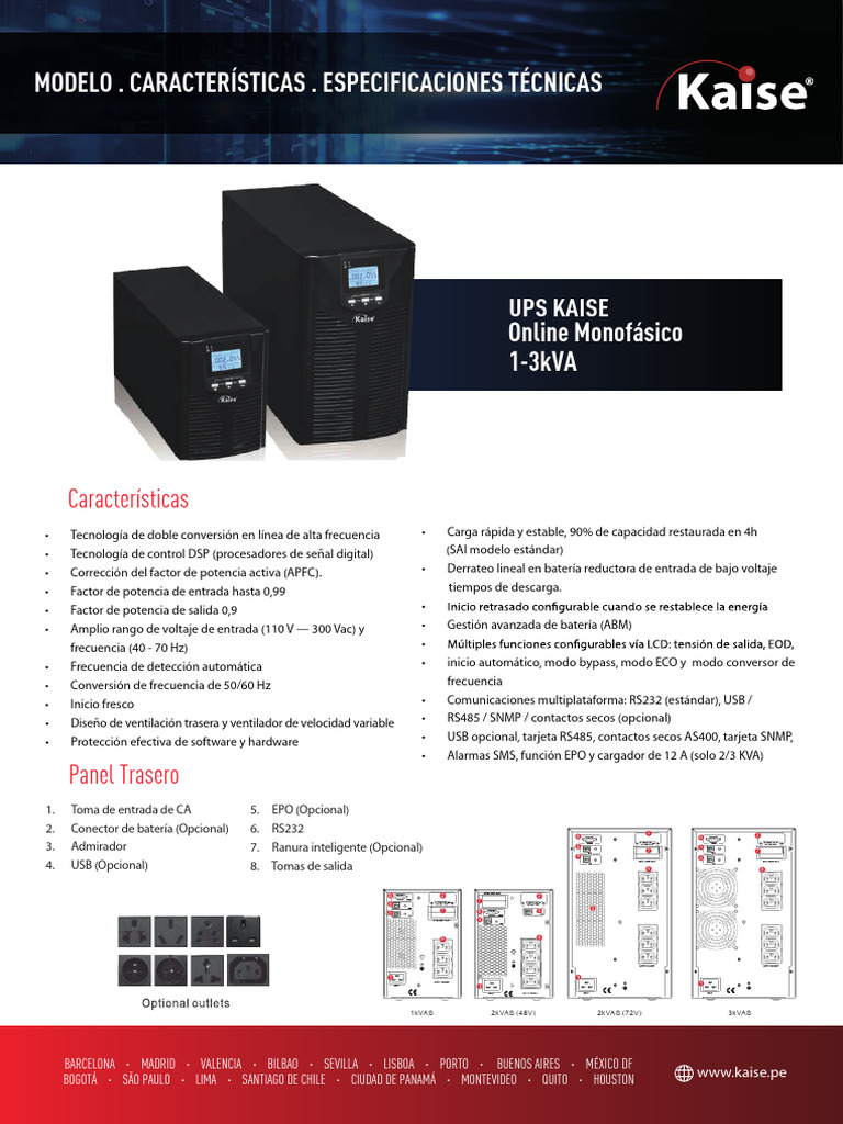 Ficha Técnica Ups Kaise 1-3 Kva | PDF | USB | Informática
