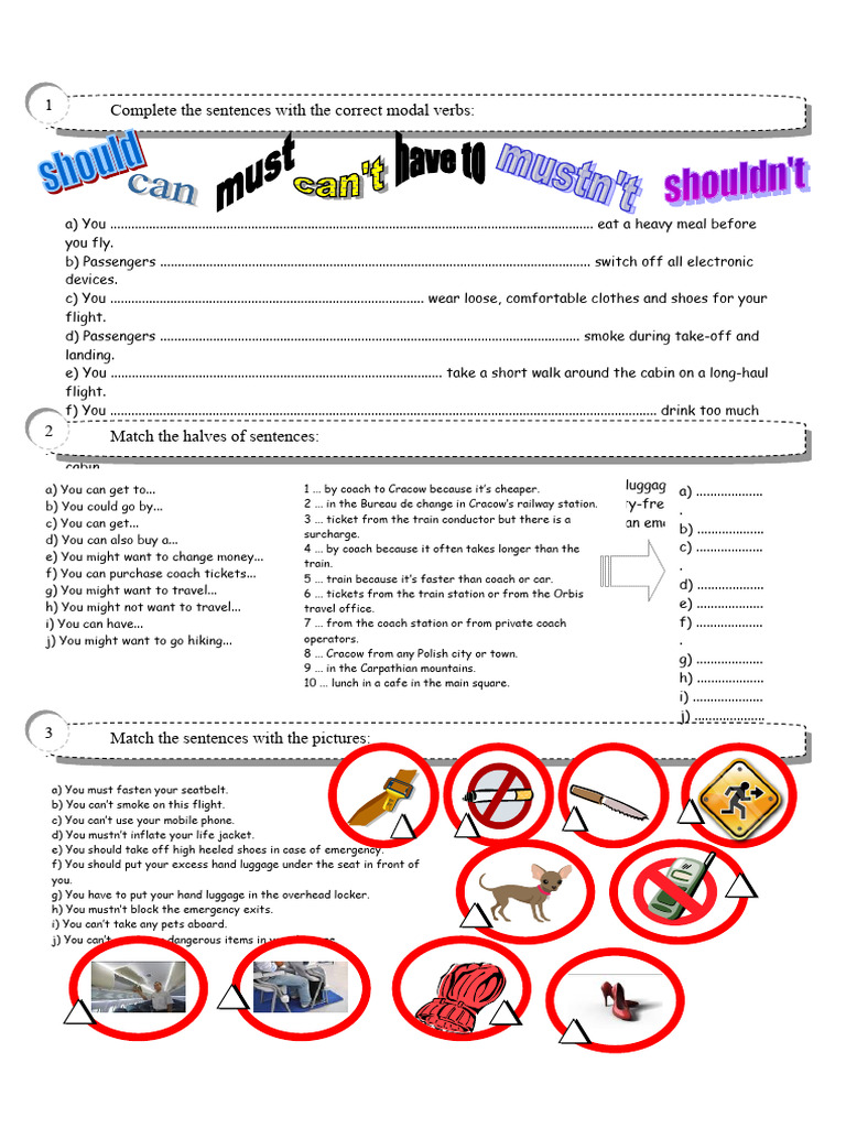 Modals Worksheet | PDF | Baggage | Transport