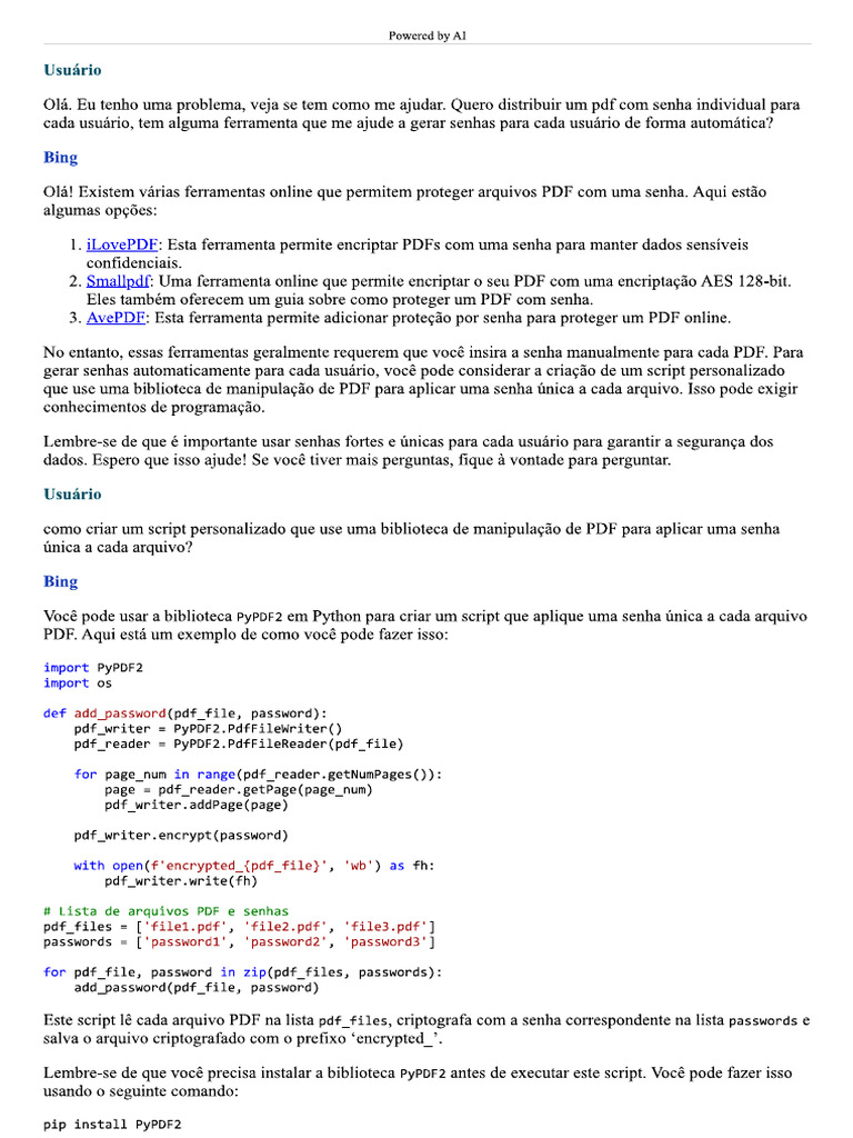 Como Gerar PDF Com Senha Unica | PDF